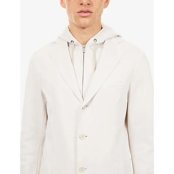 Eleventy Hooded Stretch-cotton Blend Blazer - Sand