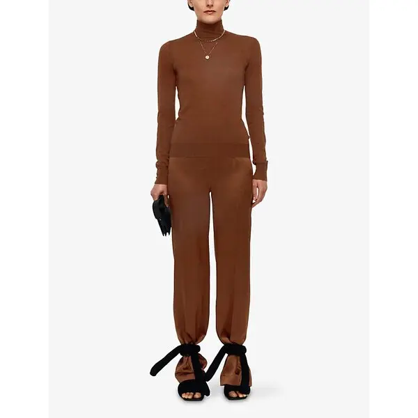 JOSEPH Cashair High Neck Cashmere Jumper - Cocoa