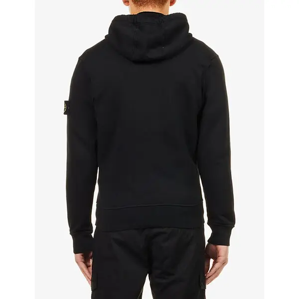 Stone Island Brand-patch Zip-up Cotton Hoody - Black