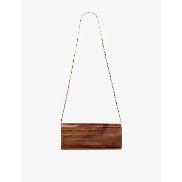 JIMMY CHOO Acrylic Clutch With Detachable Chain Strap - Toffee