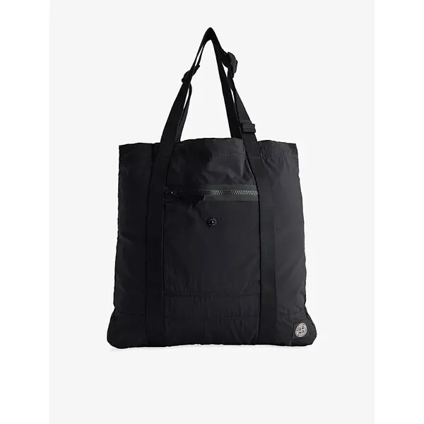 Stone Island Brand-patch Zip-pocket Tote Bag - Black