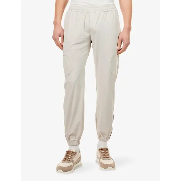 Eleventy Patch-pocket Tapered-leg Stretch-woven Trousers