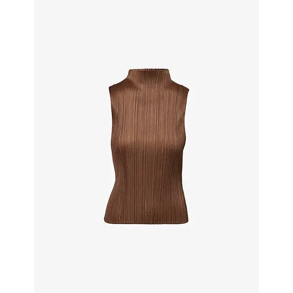 Issey Miyake Mock-neck Knit Top - Brown