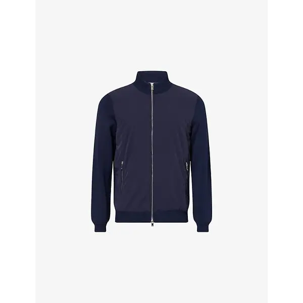 ARNE Hybrid Knitted Shell-woven Bomber Jacket - Navy