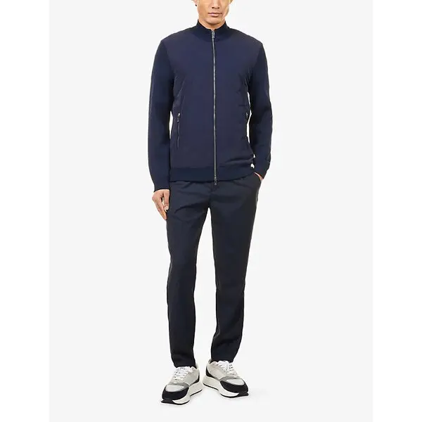 ARNE Hybrid Knitted Shell-woven Bomber Jacket - Navy