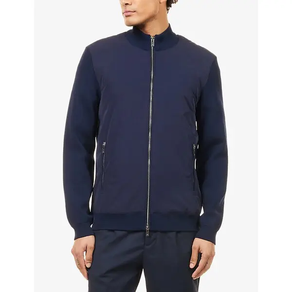 ARNE Hybrid Knitted Shell-woven Bomber Jacket - Navy