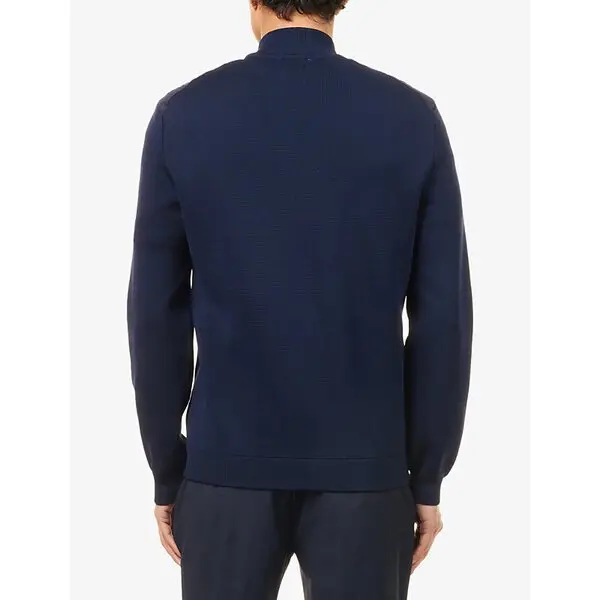ARNE Hybrid Knitted Shell-woven Bomber Jacket - Navy
