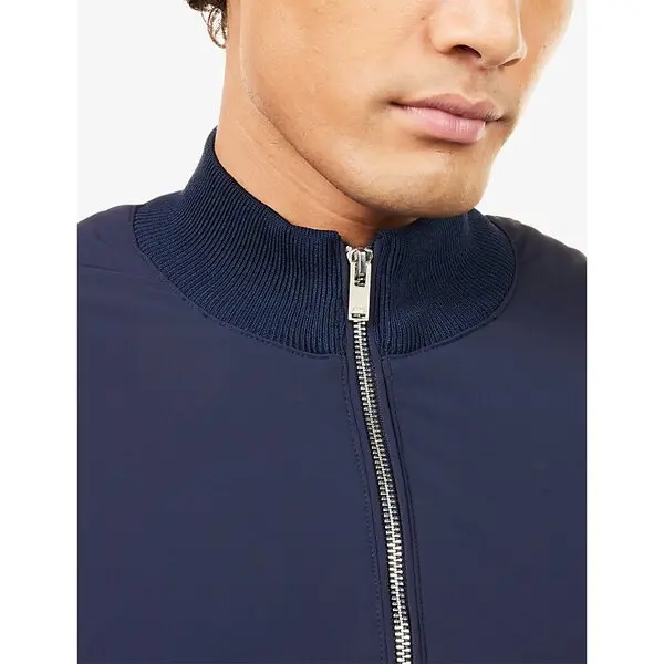 ARNE Hybrid Knitted Shell-woven Bomber Jacket - Navy