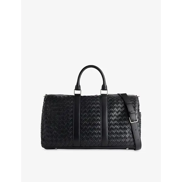 Bottega Veneta Intrecciato Leather Duffle Bag - Black-silver