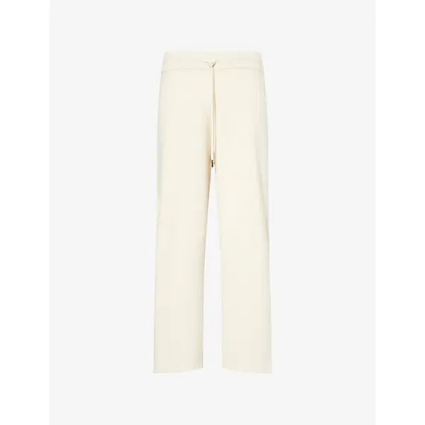 Moncler Brand-patch Straight-leg Wool And Cashmere Jogging Bottoms - Natural