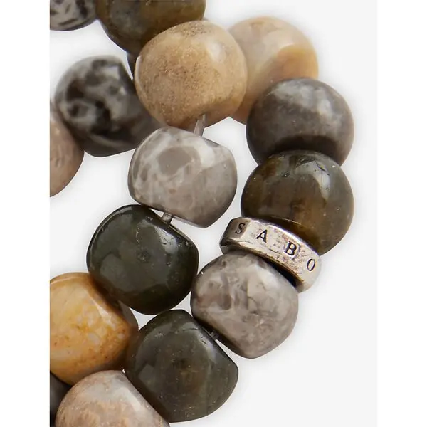 THOMAS SABO Beaded Sterling Silver, Labradorite And Crocodile Jasper Bracelet