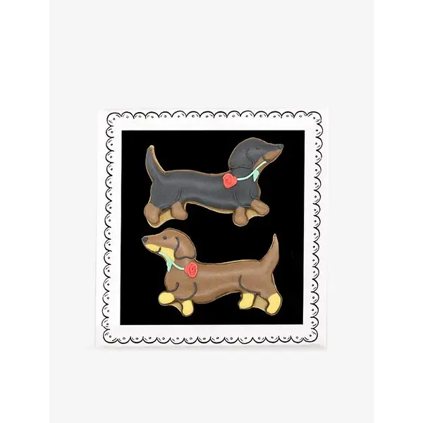 BISCUITEERS Sausage Dogs In Love Small Letterbox Gingerbread Iced Biscuits 15g - One-color