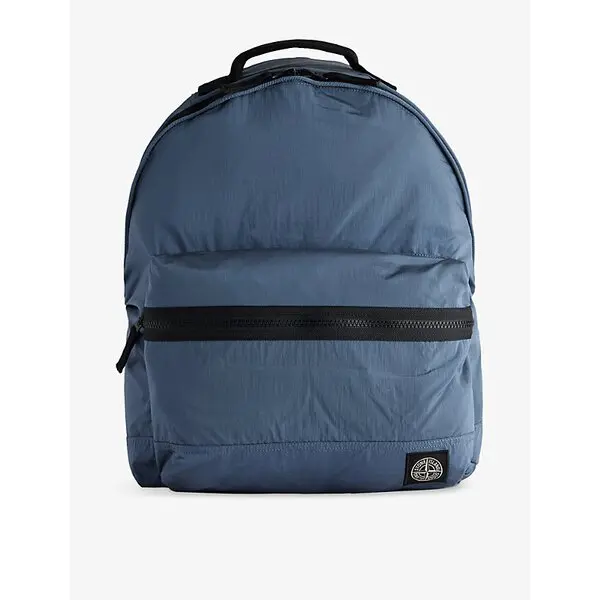 Stone Island Brand-patch Zip-pocket Backpack - Dark Blue
