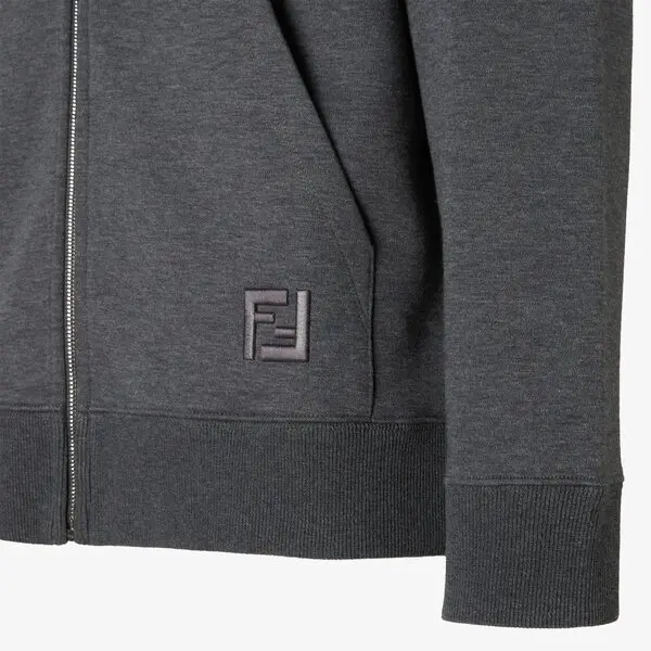 Fendi Ff Logo Embroidered Cotton Sweatshirt