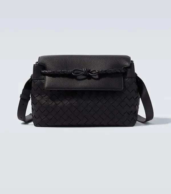 Bottega Veneta Andiamo Intrecciato Small Messenger Bag - Black