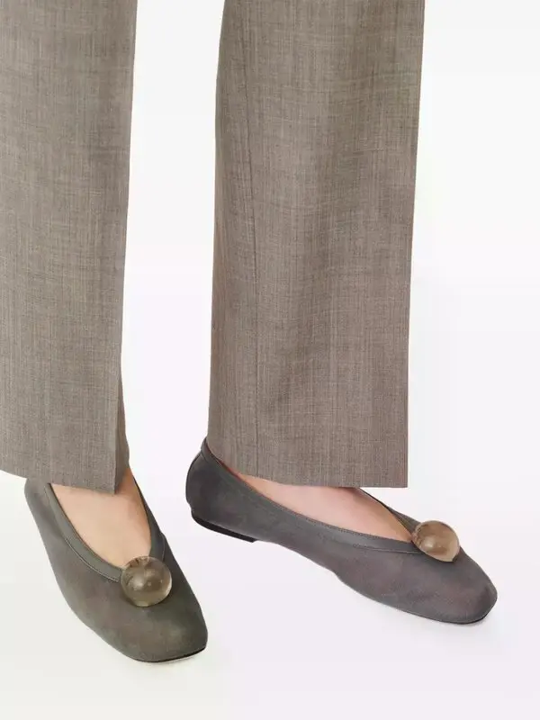 Fabiana Filippi Cabochon Ballet Flats - Grey
