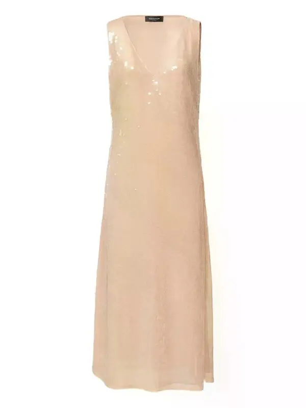 Fabiana Filippi Sequin V-neck Midi Dress - Neutrals