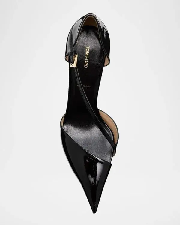 TOM FORD 100mm Queen Anne Patent Leather Pumps - Black