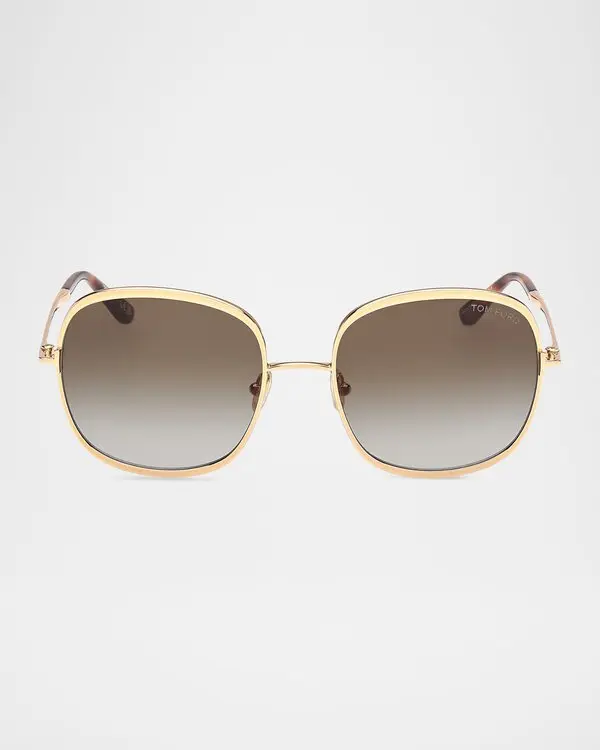 TOM FORD Sofia 57mm Round Sunglasses - Shiny Yell