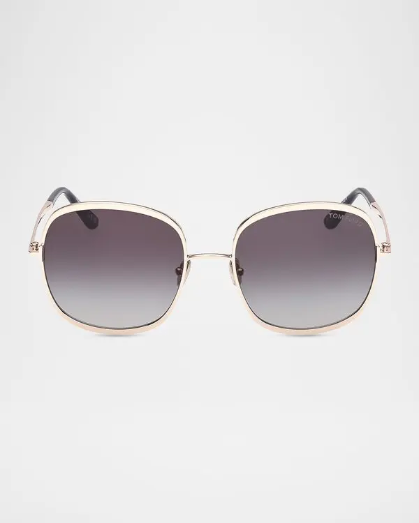 TOM FORD 57mm Round Sunglasses - Srgld/blug