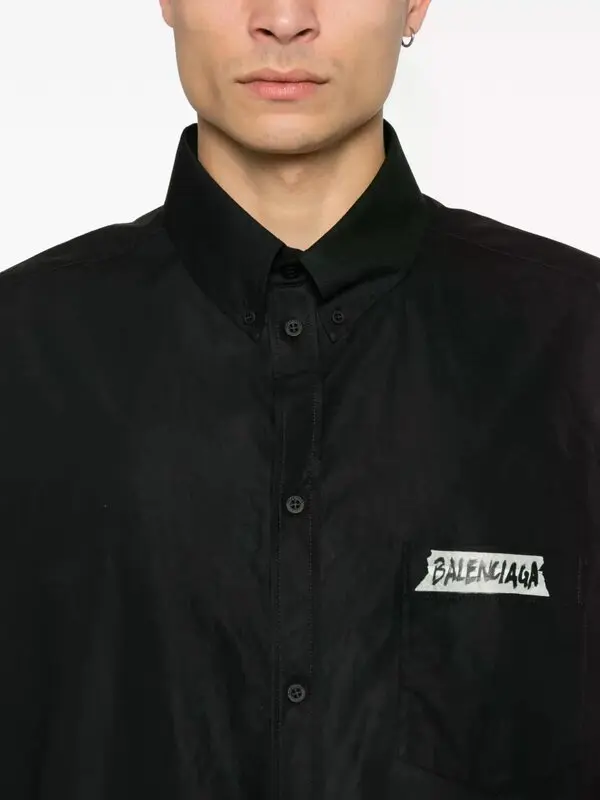 Balenciaga Masking-tape Long-sleeve Shirt Large-fit