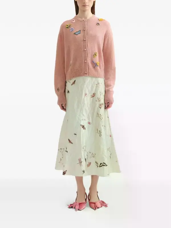 Erdem Printed A-line Midi Skirt - Neutrals