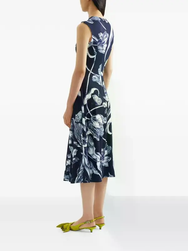 Erdem Floral-print Midi Dress - Blue