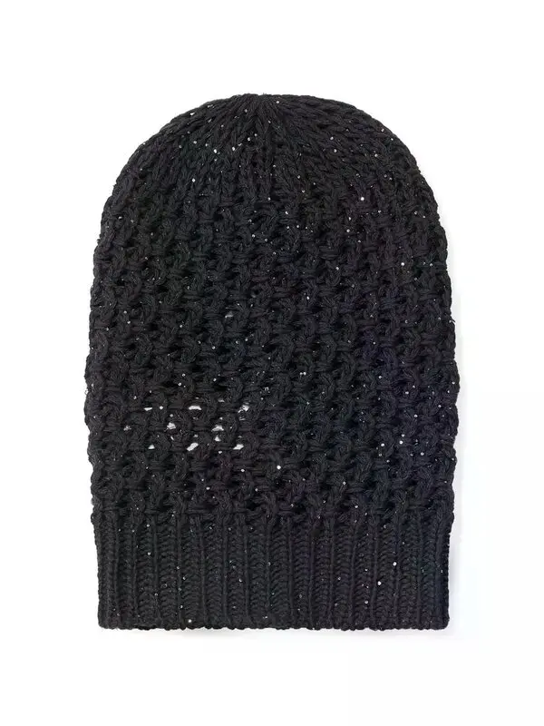 Fabiana Filippi Sequinned Beanie Hat - Black