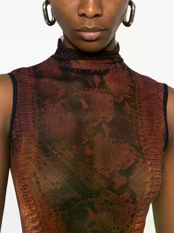 JEAN PAUL GAULTIER Animal-print Top - Brown