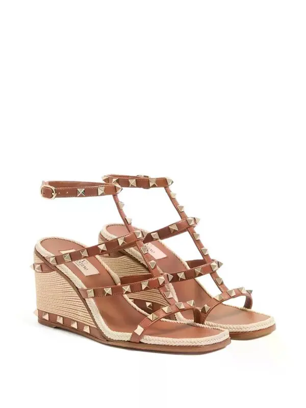 Valentino Garavani Rockstud Wedge Sandals - Brown
