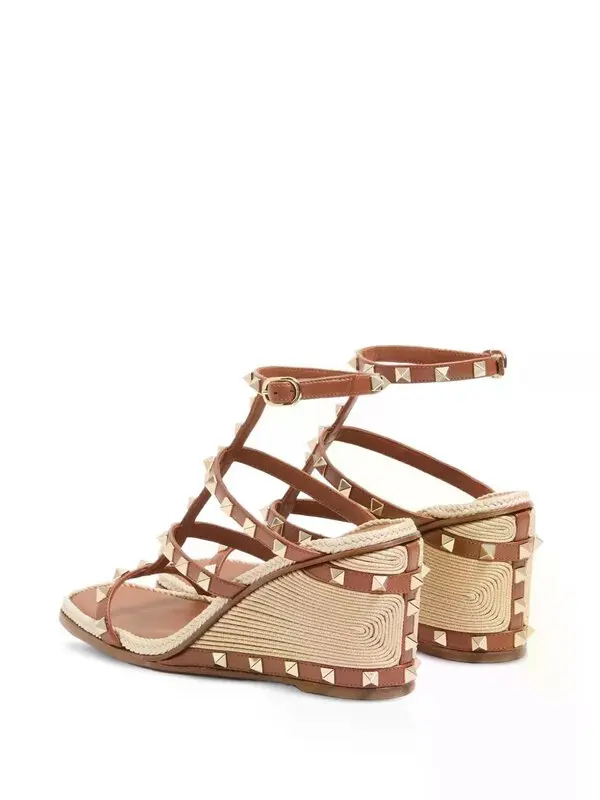 Valentino Garavani Rockstud Wedge Sandals - Brown