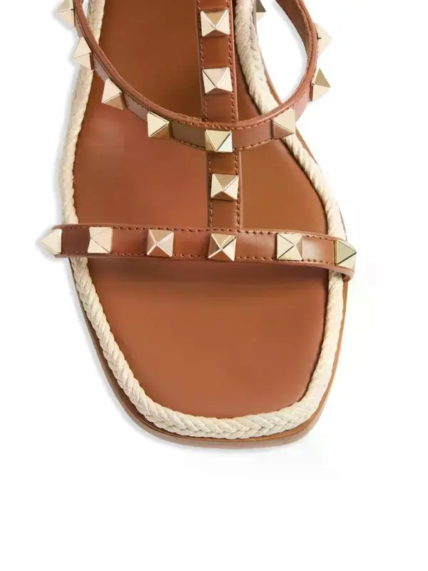 Valentino Garavani Rockstud Wedge Sandals - Brown