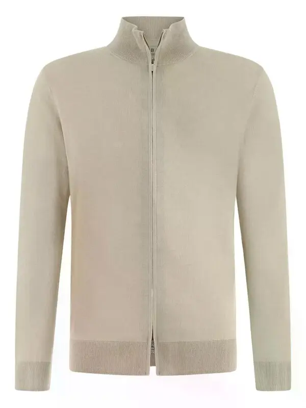 Boggi Milano Full-zip Superfine Wool Jumper - Neutrals