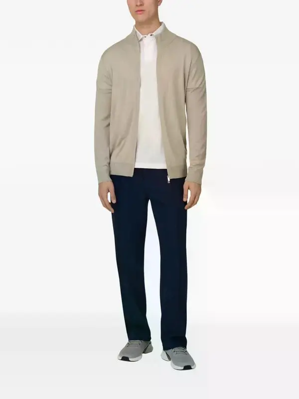Boggi Milano Full-zip Superfine Wool Jumper - Neutrals