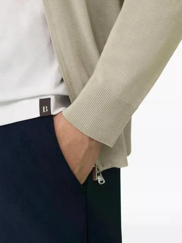Boggi Milano Full-zip Superfine Wool Jumper - Neutrals