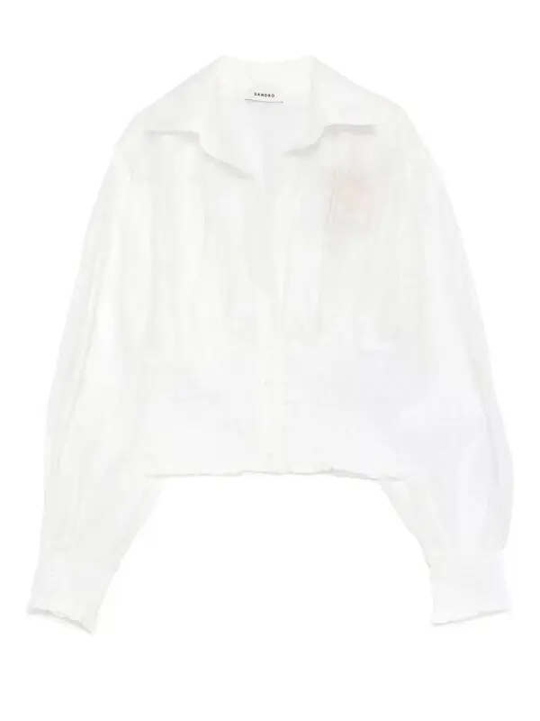 Sandro Smocked Linen Shirt