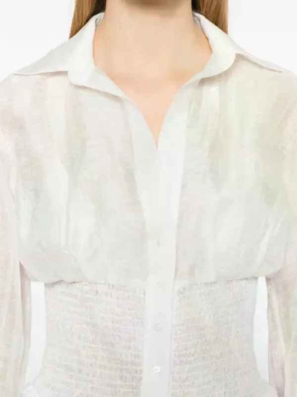 Sandro Smocked Linen Shirt