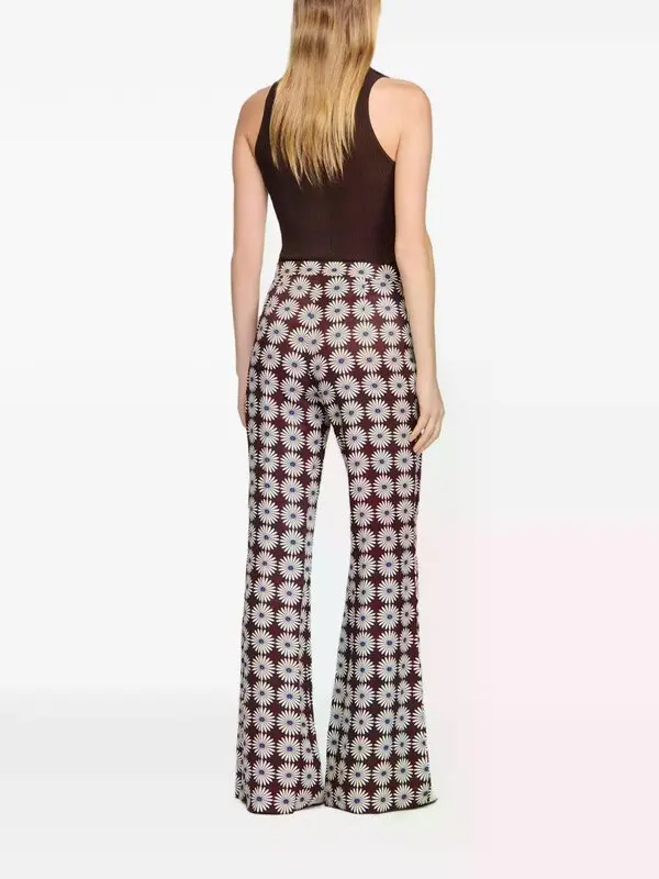 Sandro Floral Print Palazzo Pants - Brown