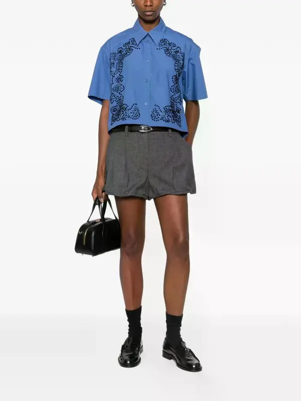 Sandro Embroidered And Beaded Oversized Cotton Blend Shirt
