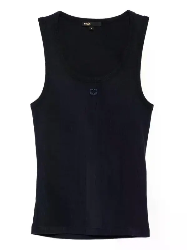 Maje Heart-embroidered Tank Top - Blue