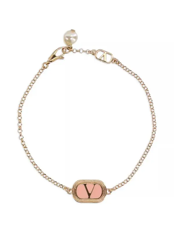 Valentino Garavani Logo Pearl Bronze Bracelet - Gold