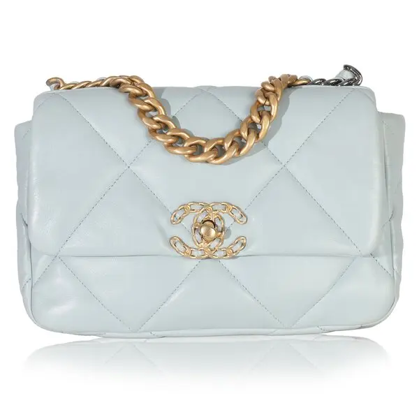 Chanel Light Quilted Lambskin 19 Flap Bag - Blue