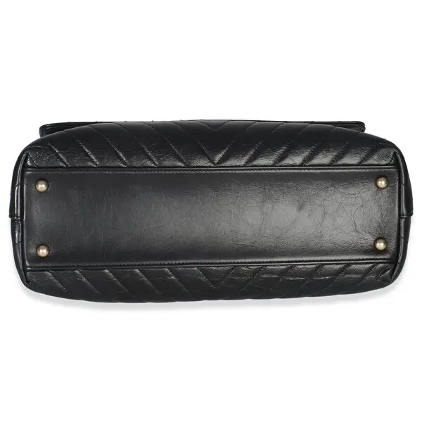 Chanel Chevron Aged Calfskin Coco Top Handle Bag