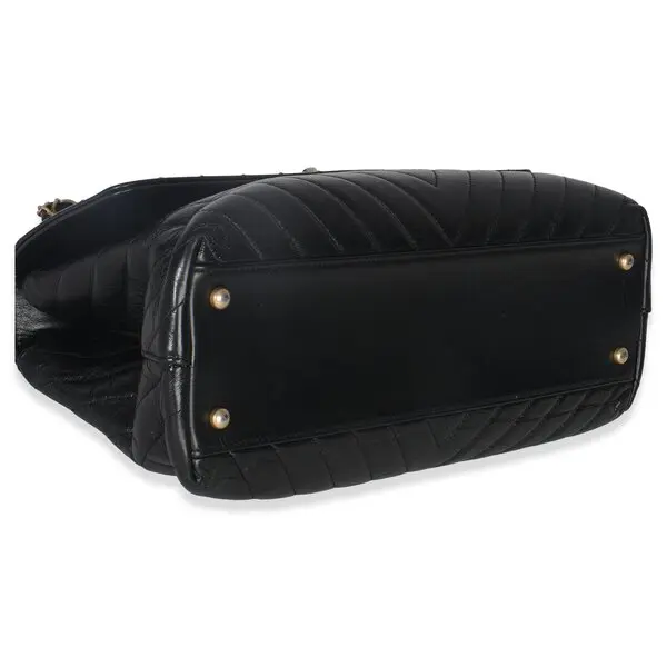 Chanel Chevron Aged Calfskin Coco Top Handle Bag