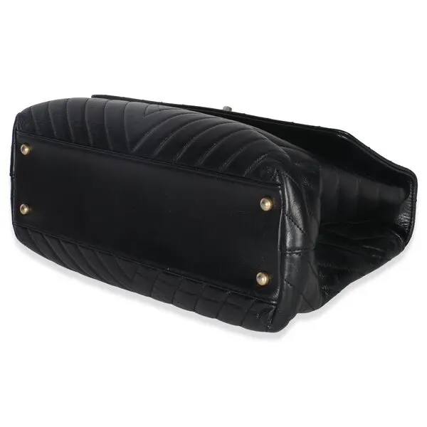 Chanel Chevron Aged Calfskin Coco Top Handle Bag