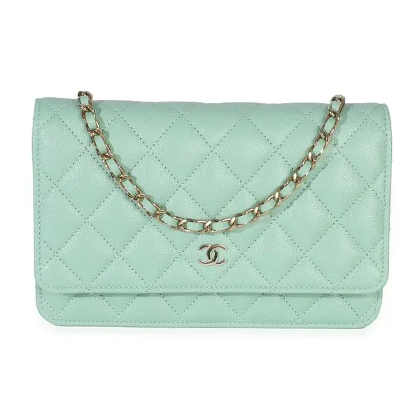 Chanel Quilted Caviar Wallet On Chain - Green