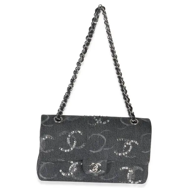 Chanel Denim Sequin Cc Classic Flap Bag