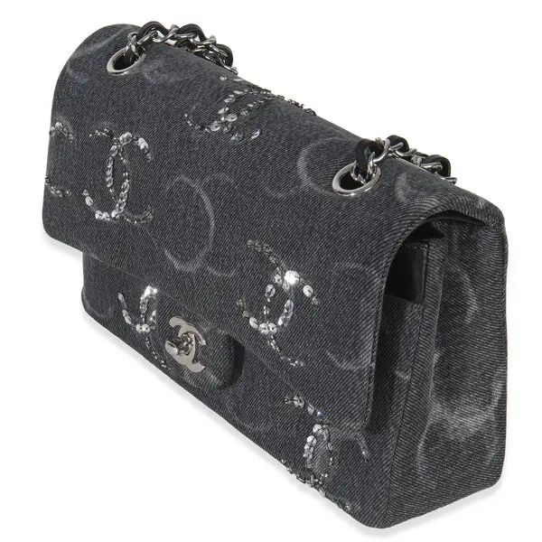 Chanel Denim Sequin Cc Classic Flap Bag