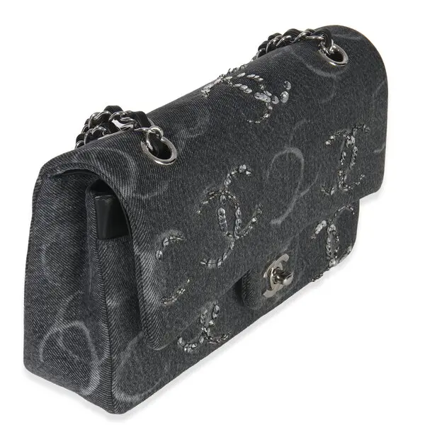 Chanel Denim Sequin Cc Classic Flap Bag