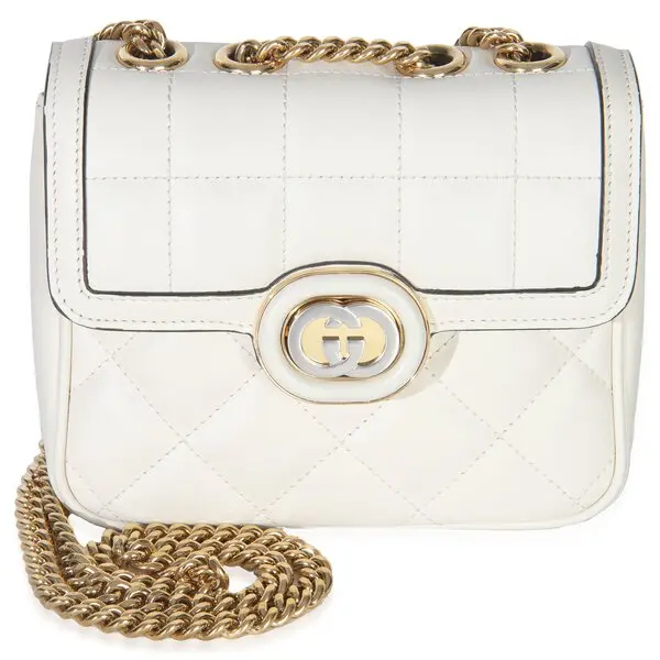 Gucci Quilted Calfskin Deco Chain Bag - White